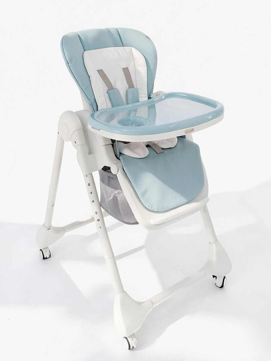 Стульчик для кормления ребенка Bella Baby складной серый на колесах с чехлом из экокожи