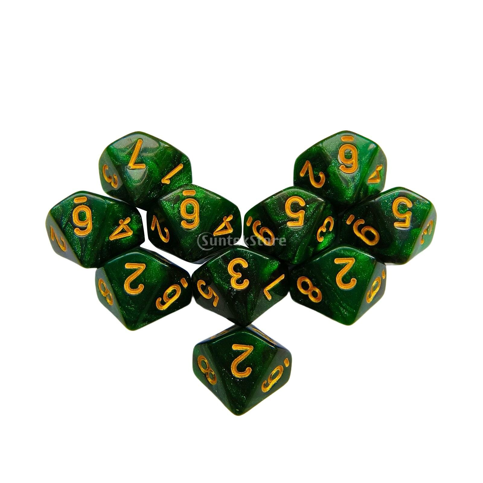 Набор из 10 кубиков D10 для настольных игр, вечеринок, карт,