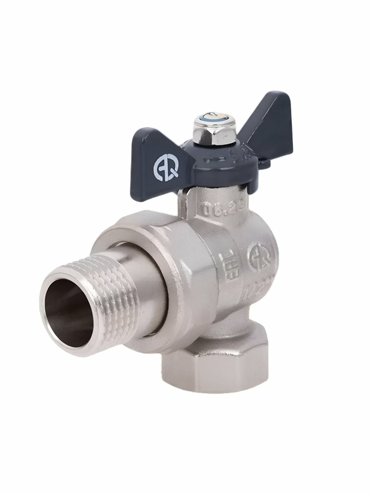 Кран для воды AquaLink 1/2 дюйма с американкой угловой г-ш ручка-бабочка серебристый запорная арматура для сантехники