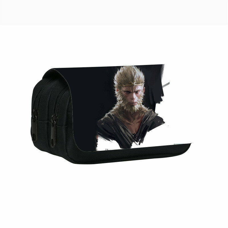 Black myth wukong двуслойный пенал с вместительным отделением для школы и офиса, черный