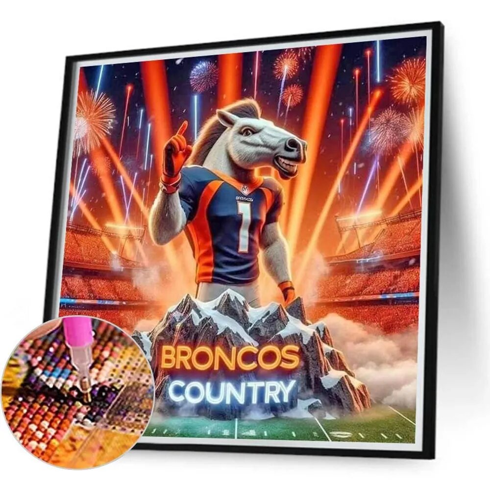 Полнодрагоценная картина Denver Broncos, серия персонажей, 40x40 см, из смолы