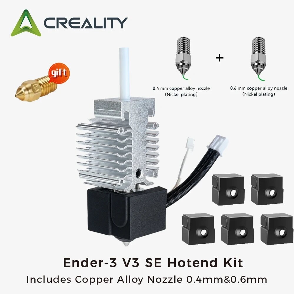 Комплект Creality Ender-3 V3 SE Hotend включает сопло из медного сплава, высокую скорость 0,4 мм и 0,6 мм, 250 мм/с, аксессуары для 3D-принтеров