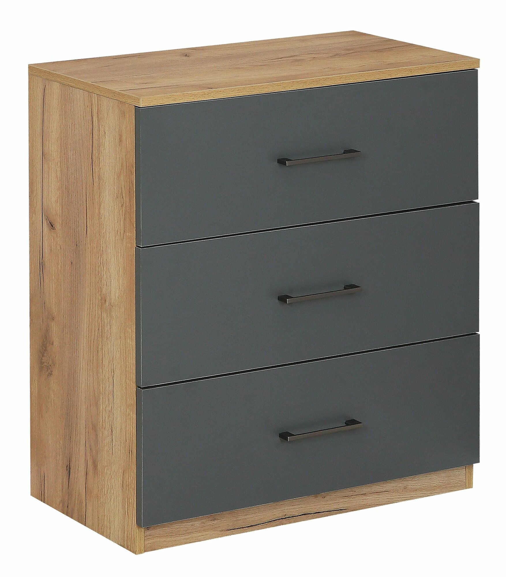 Уютная среда Комод для одежды под телевизор напольная с ящиками напольная, ЛДСП, цвет графит и дерево узкий