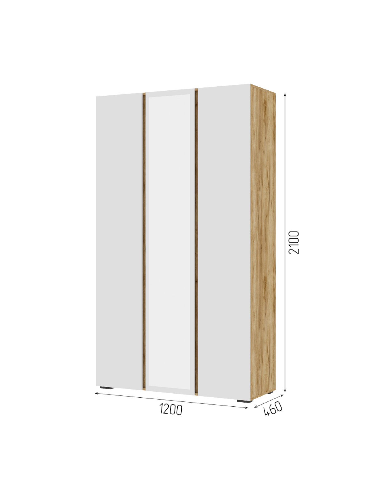 Шкаф 3-х створчатый "Хелен ШК 02" крафт Huge Mebel. Ширина 1200 Высота 2100. Шкафы распашные