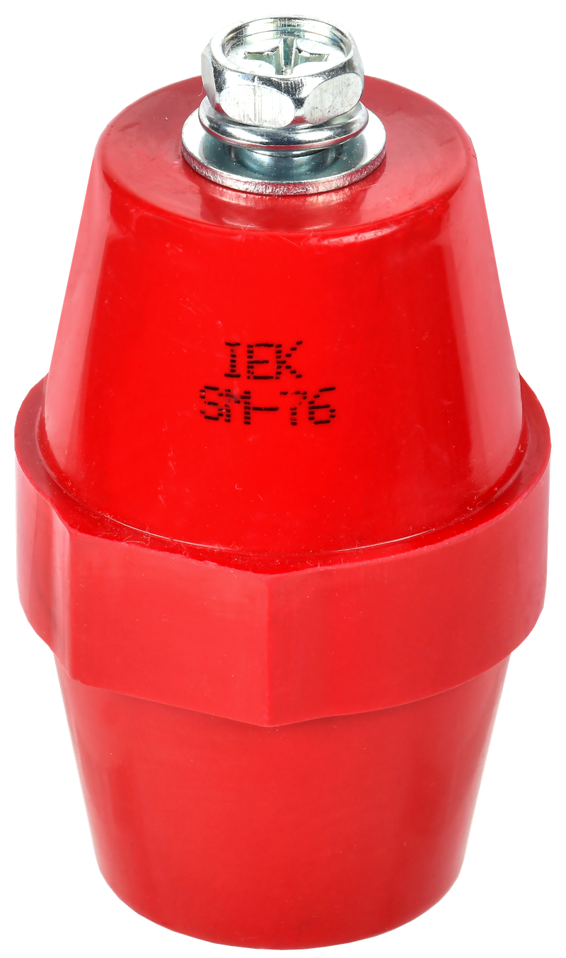 Изолятор SM76 (М10) силовой с болтом IEK YIS11-76-25-B красный 1000В 1250А для крепления шин в электрощитах