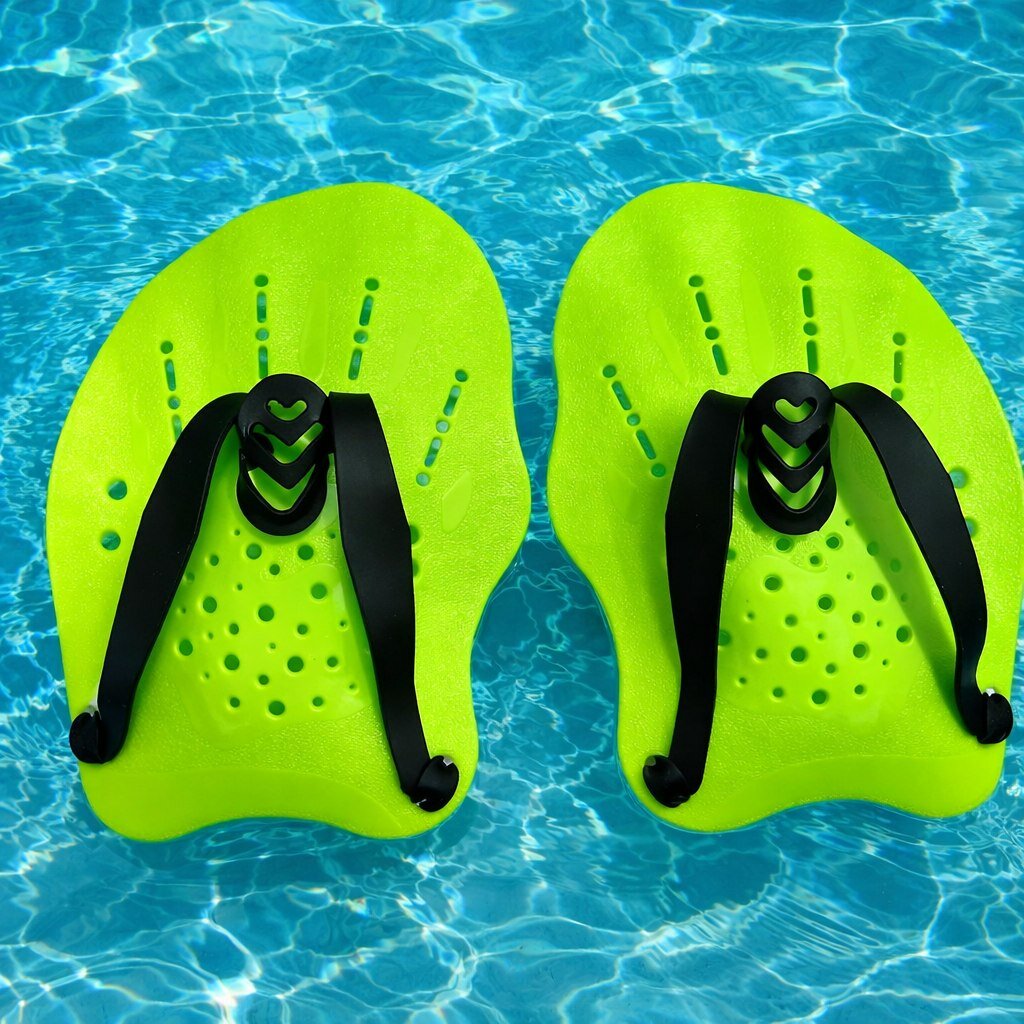 Акваласты для рук, лопатки для плавания, размер M, зелено-черные, эргономичные, для взрослых, для бассейна