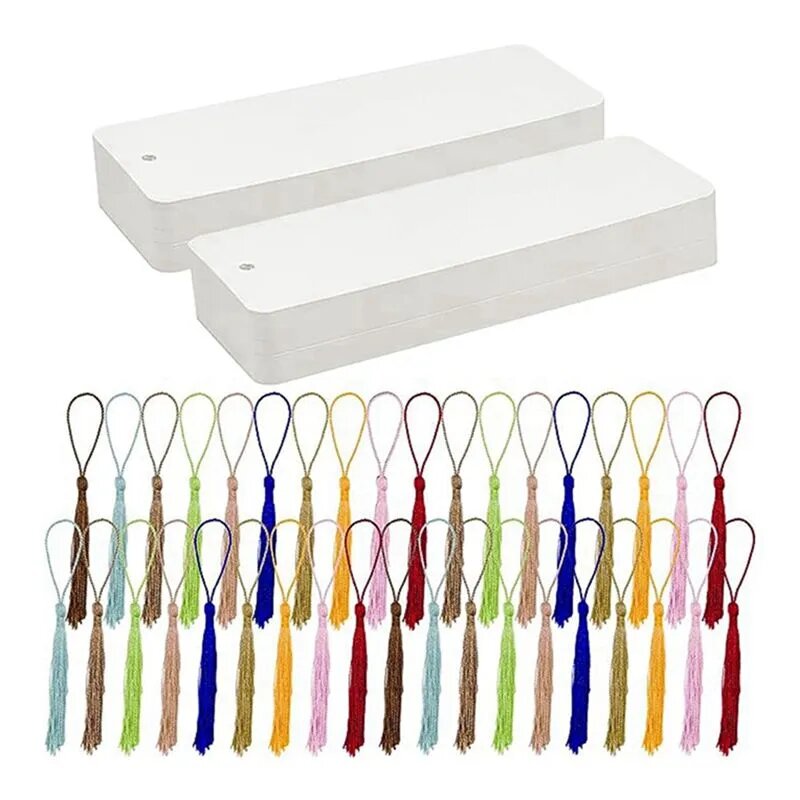 Набор из 100 пустых закладок с красочными кисточками. Пакет материалов для рукоделия. Бумажные закладки