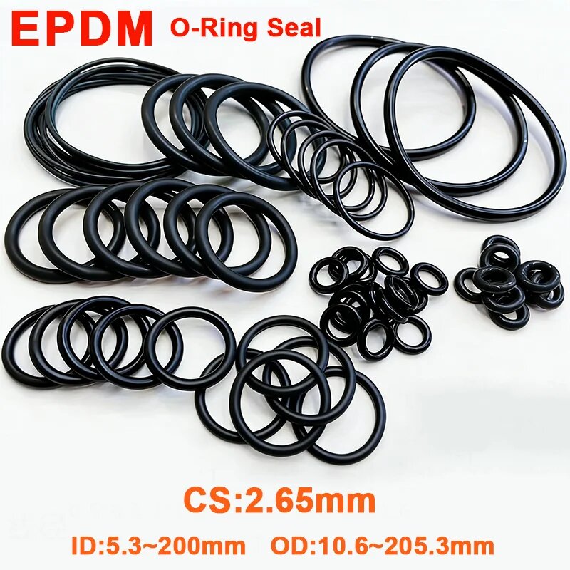 Уплотнительные кольца EPDM черные 2.65 мм 5.3-200 мм 10.6-205.3 мм