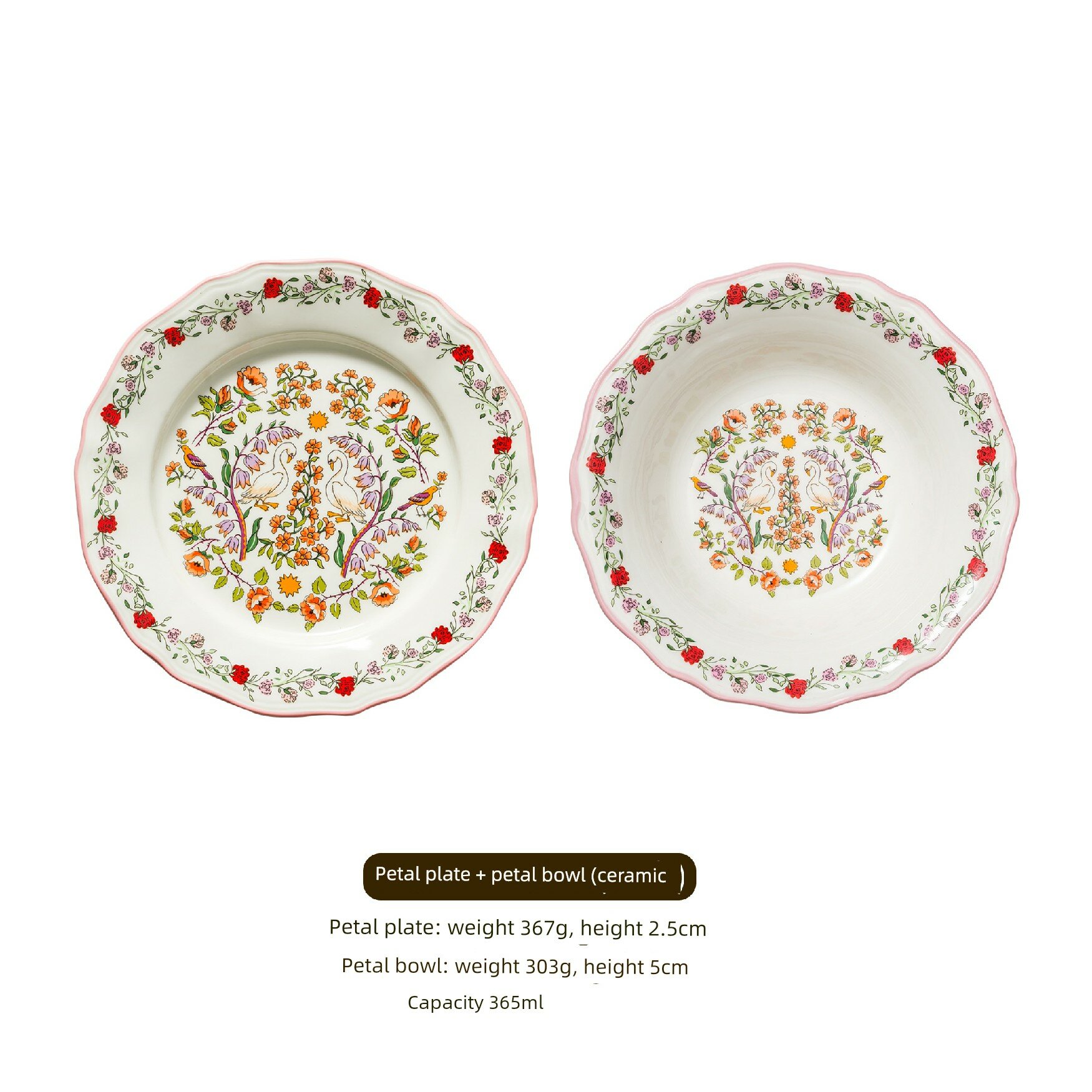 Керамический набор Cath Kidston с глубокой и плоской тарелкой, костяной фарфор, для западного обеда