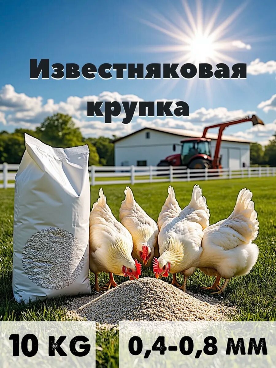 Известняковая крупка для кур несушек , витамины 10 кг фракция 0,4-0,8 мм