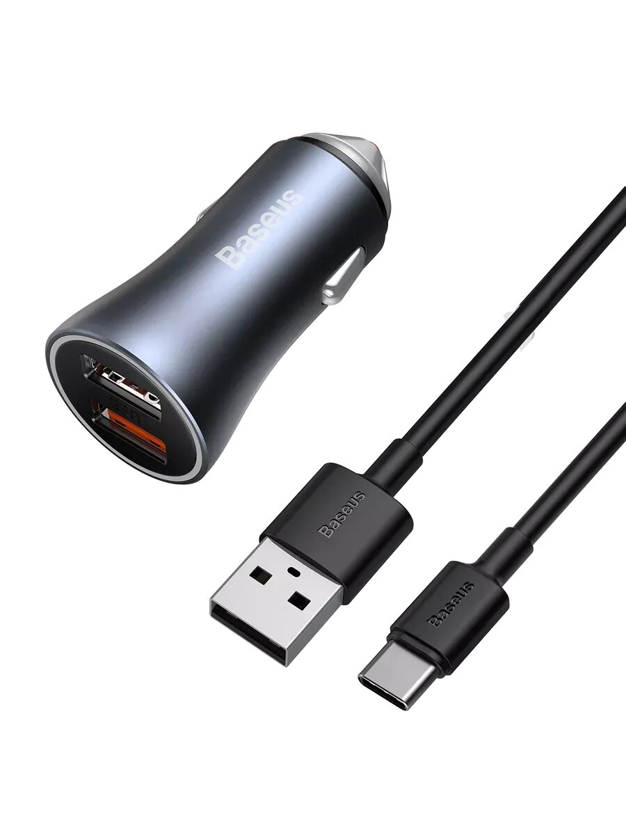 Зарядка в прикуриватель 40W с кабелем Type-C
