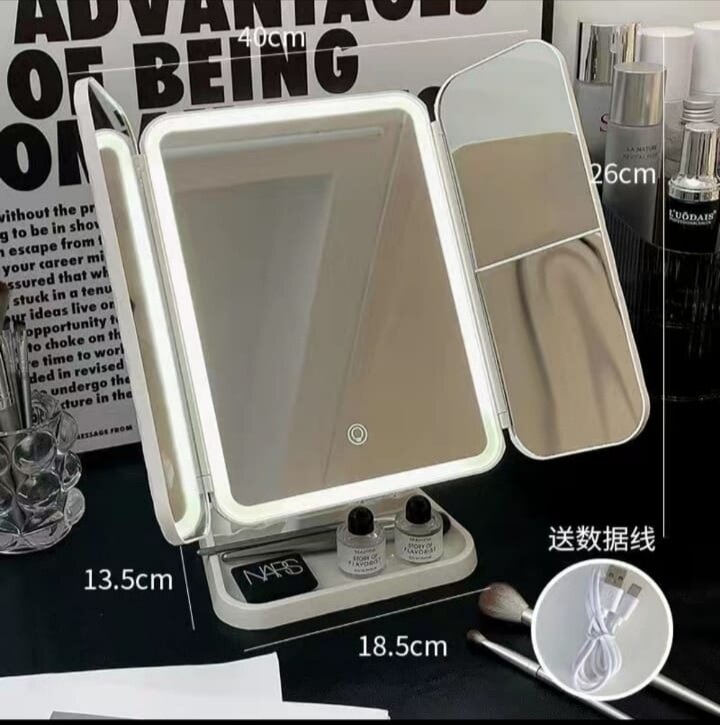 Зеркало складное настольное с led подсветкой для макияжа гримерное