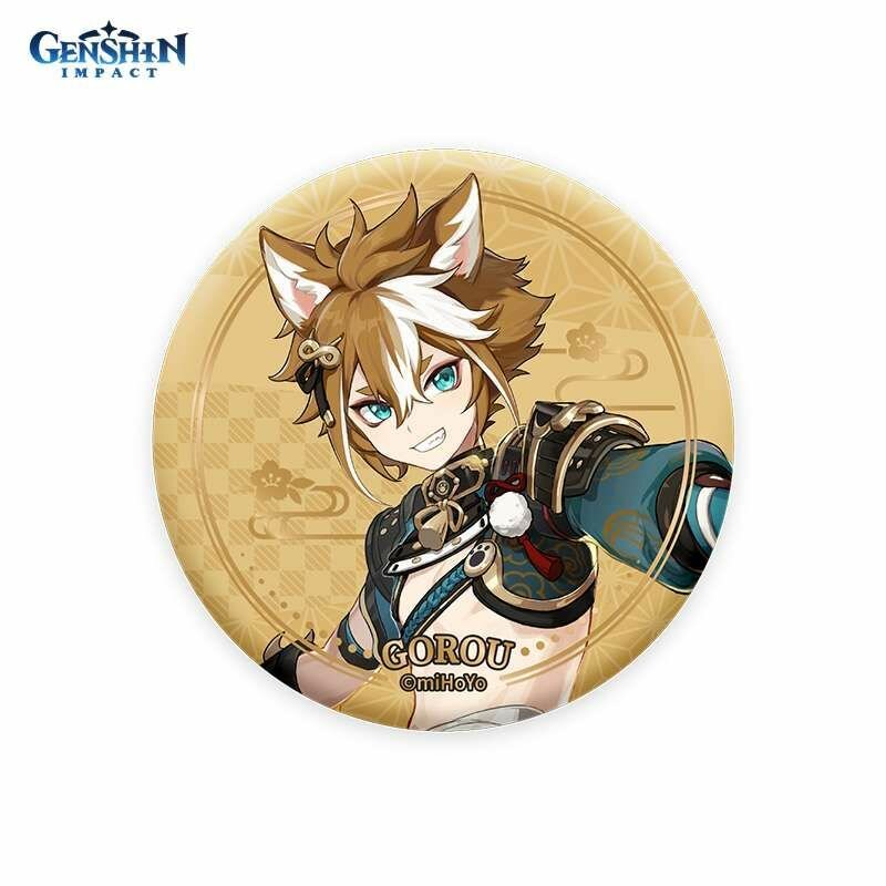 Значок по мотивам игры Геншин Импакт Inazuma Gorou металлический