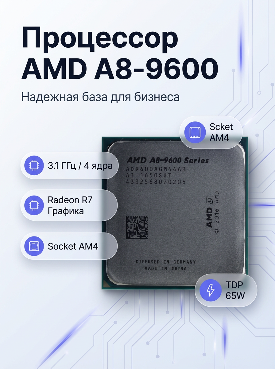 AMD A8 9600 (AD9600AG) 3.1 GHz/4core/SVGA RADEON R7/ 2 Mb/65W Socket AM4