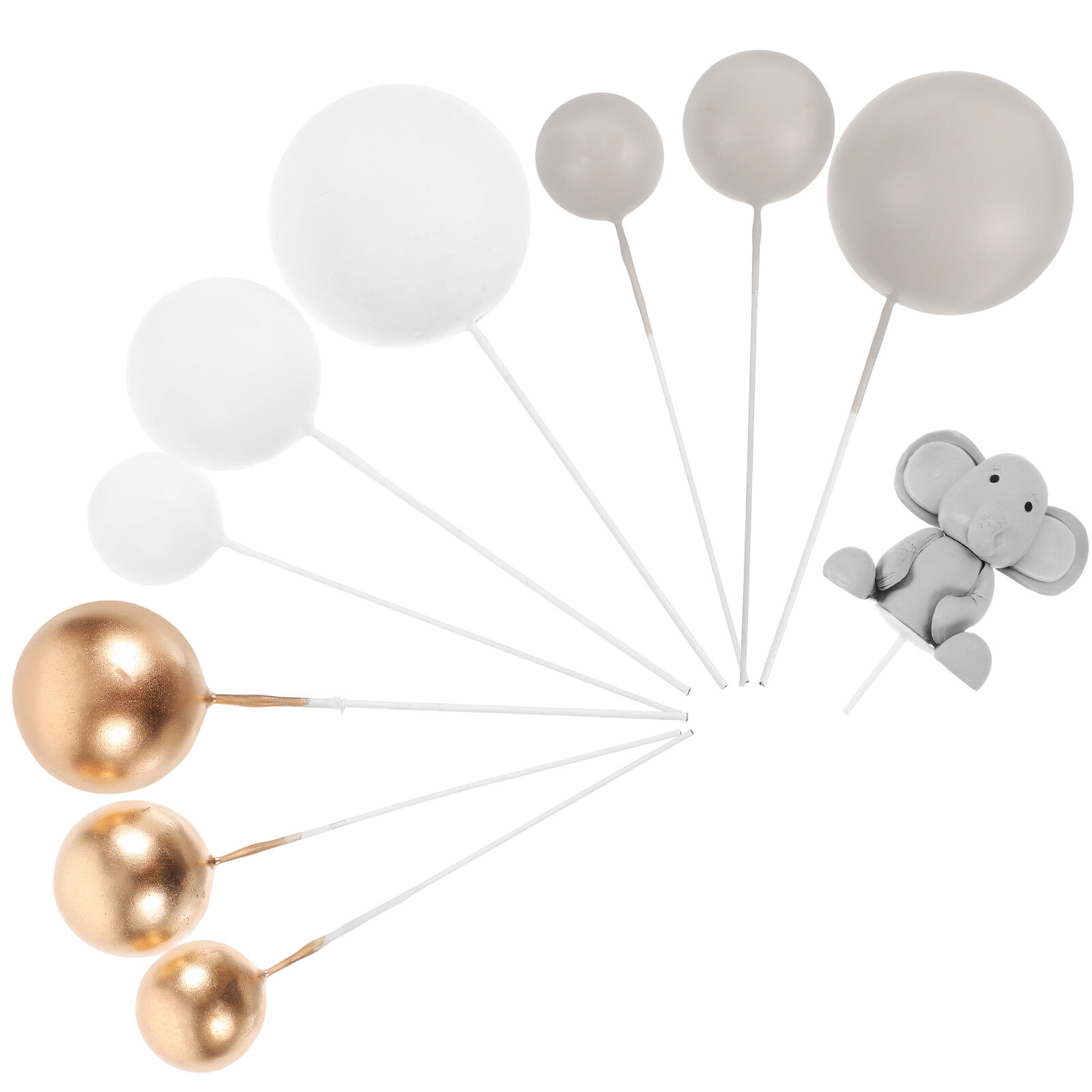 Фигурки слонов из полимерной глины и металла для декора торта на детский праздник