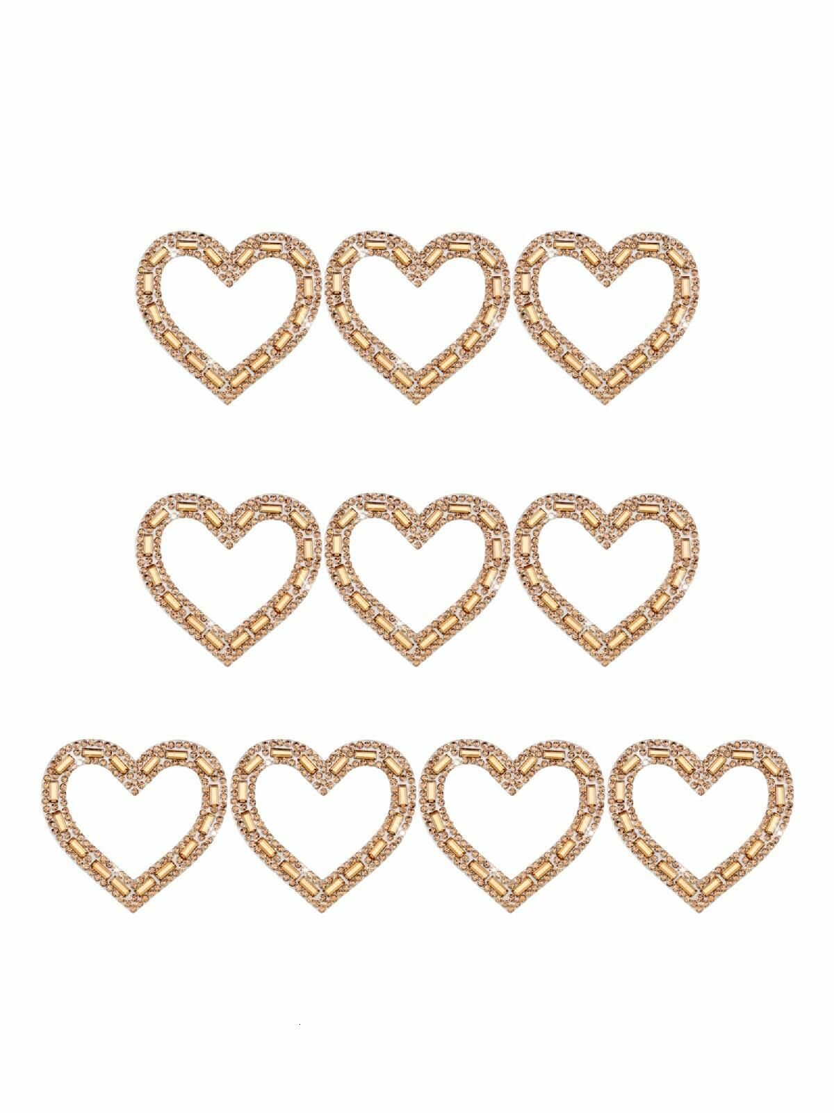 Блестящие сердечки для аппликации на одежду, Коричневый