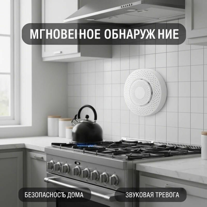 Датчик утечки газа Zigbee со звуковой и световой сигнализацией для дома