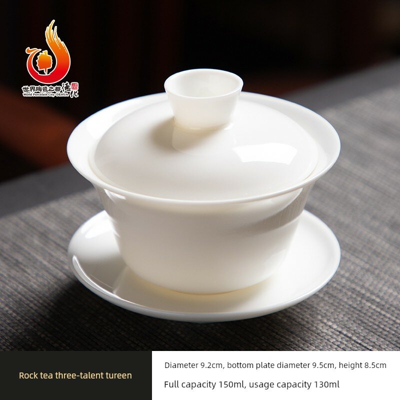 Набор чайной керамики Yagong Porcelain Large Rock Tea с крышкой, 150 мл, чистый белый, премиум качество