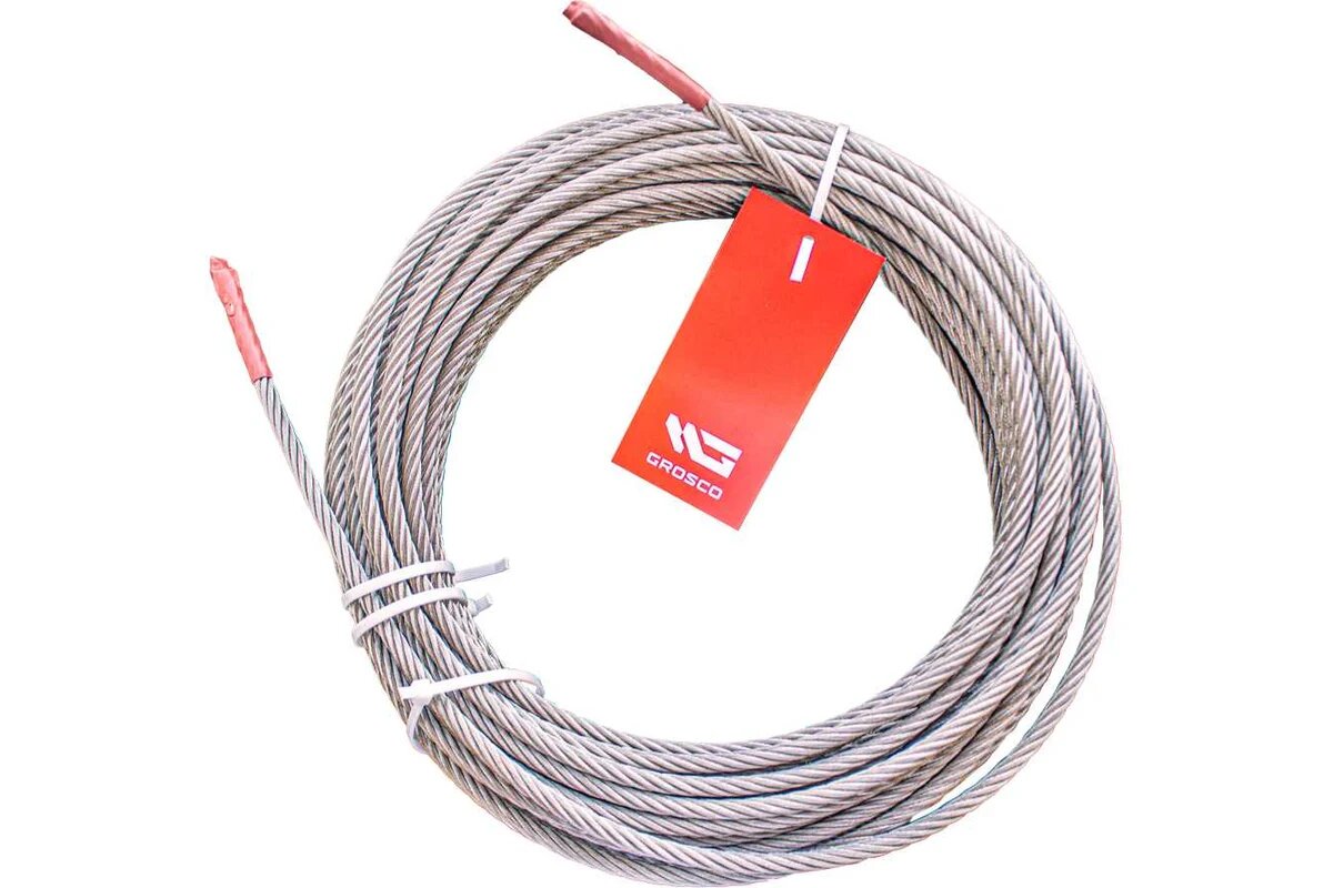 Трос GROSCO DIN 3055 20м 3мм серый оцинкованный стальной канат для промышленности и строительства