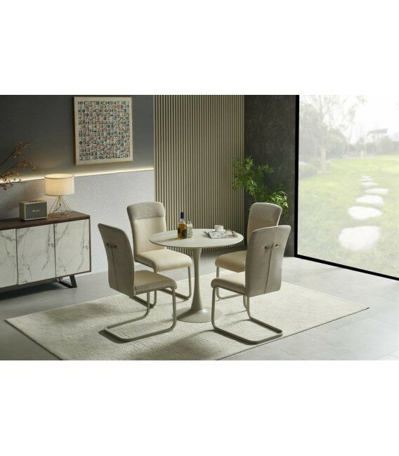 Стол обеденный Halmar TOLIO 90 (травертин/кашемир)