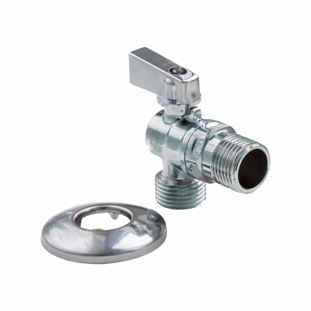 Угловой кран для бытовых приборов Valfex 1/2' ш-ш, серебристый, артикул VF.392. N.04