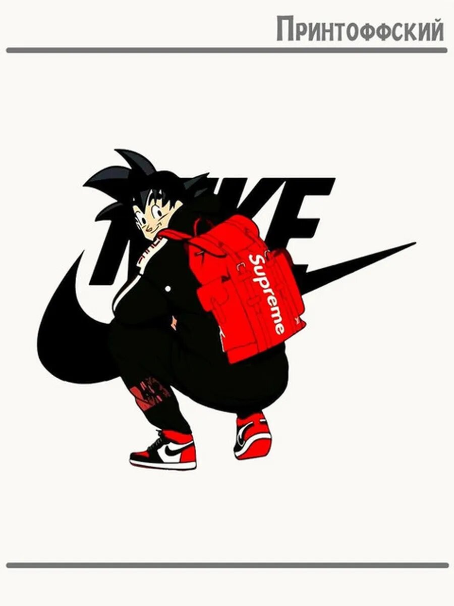 Термонаклейка для одежды и аксессуаров DTF-печать с принтом аниме nike supreme найк супрайм