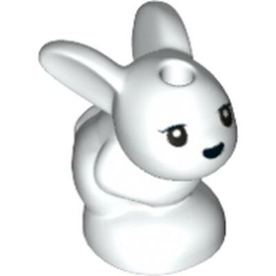 Деталь Lego 18852pb01 Bunny / Rabbit, Friends, Baby, Sitting with Black Eyes and Nose Pattern (Chili / Mini / Minu)