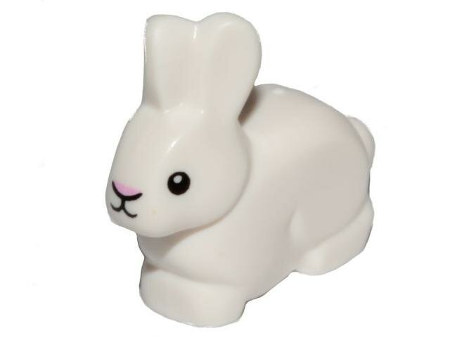 Деталь Lego 29685pb01 Bunny / Rabbit with Black Eyes and Mouth and Bright Pink Nose Pattern