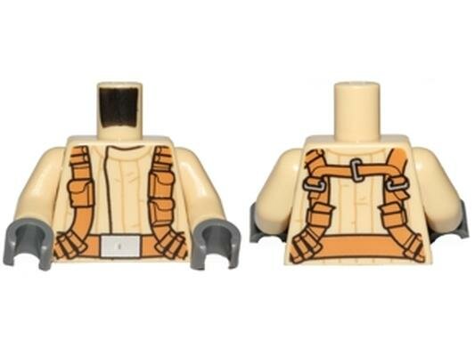 Деталь Lego 973pb2224c01 Torso SW Mandarin Collar, Dark Orange Utility Belts Pattern (SW Resistance Trooper) / Tan Arms / Dark Bluish Gray Hands