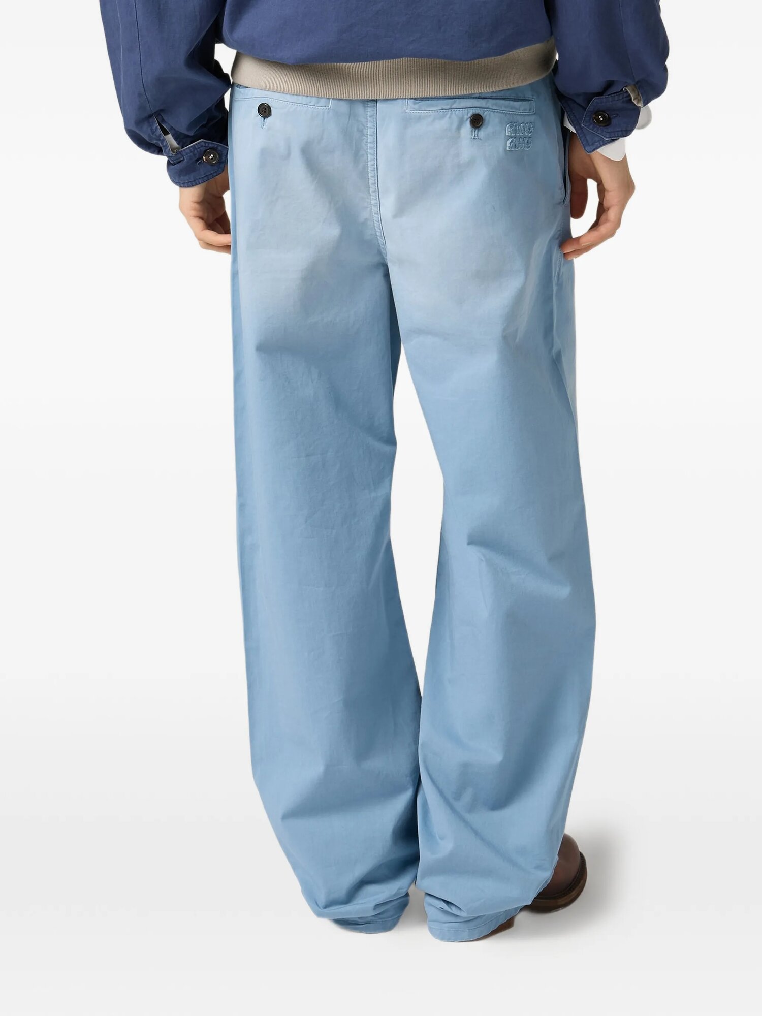 Брюки Miu Miu Garment-dyed twill pants, размер 38, синий — фото 1