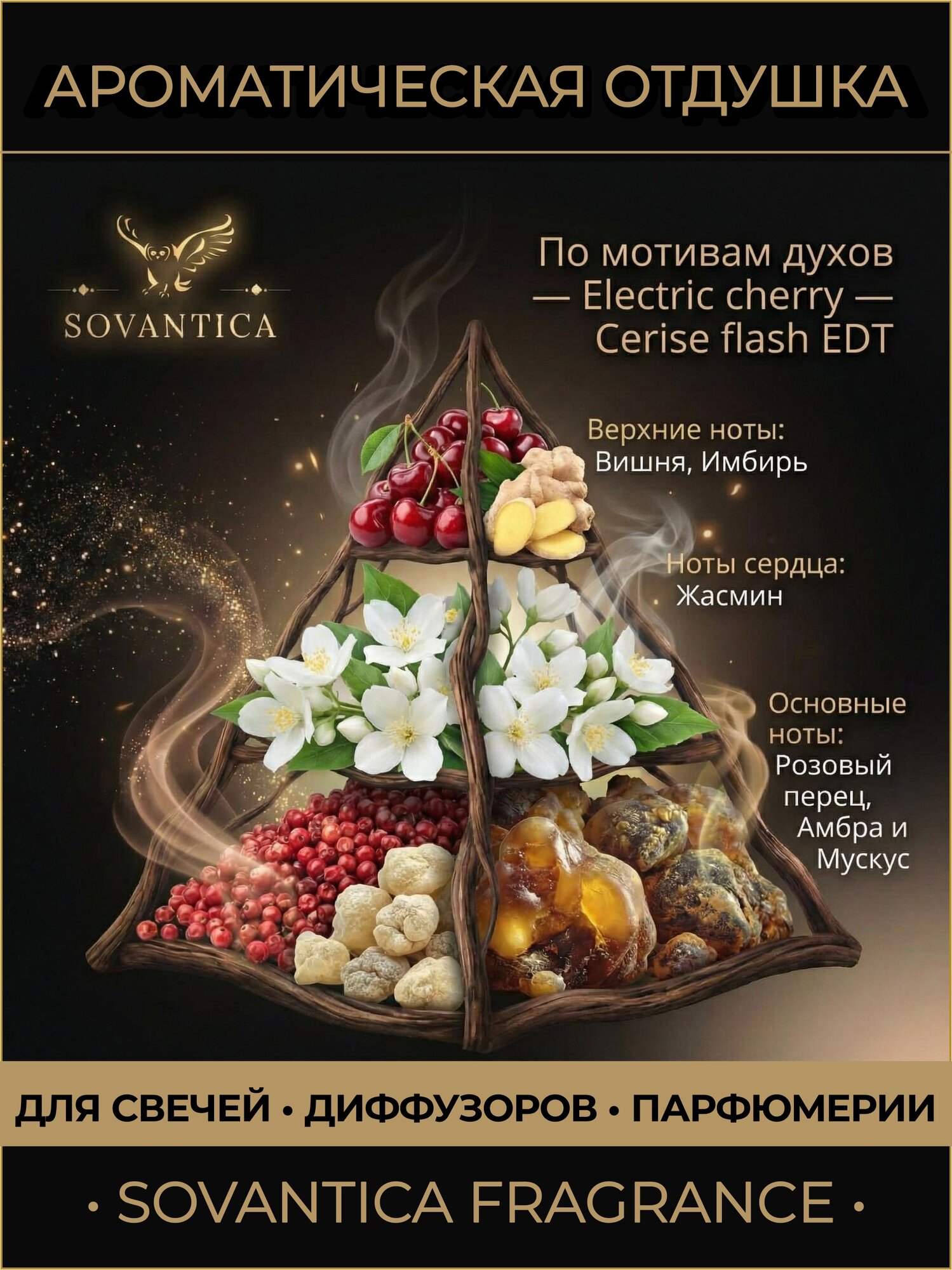 T • Парфюмерная отдушка 10 г Electric cherry unisex Cerise flash EDT, Sovantica Fragrances