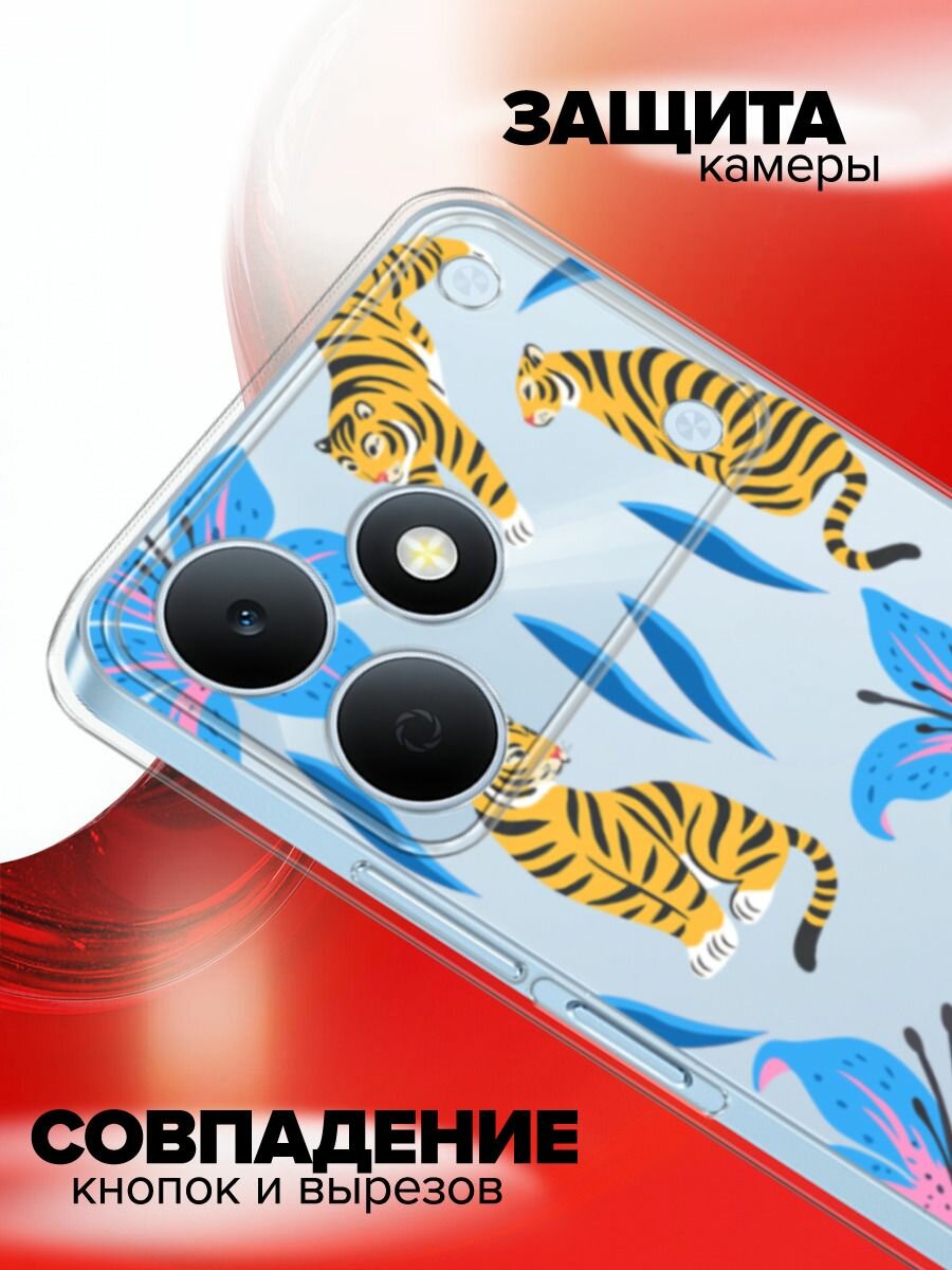 Чехол на Realme Note 80 / Реалми Нот 80 с принтом Пять тигров 2 — фото 1