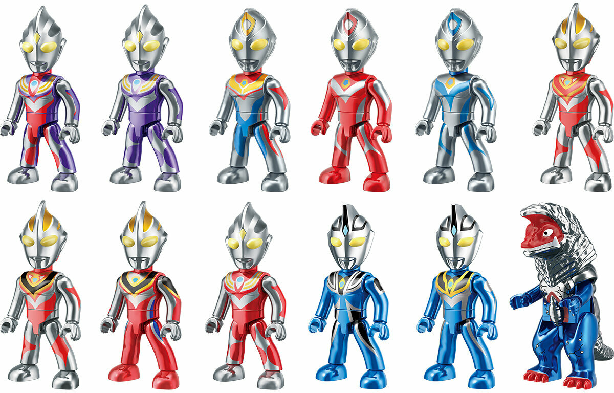 Конструктор унисекс QIMENGJIMU Ultraman Тига, Ден, Гайя, Агул, Горзан, Классическая/Блестящая версия, 12 шт.
