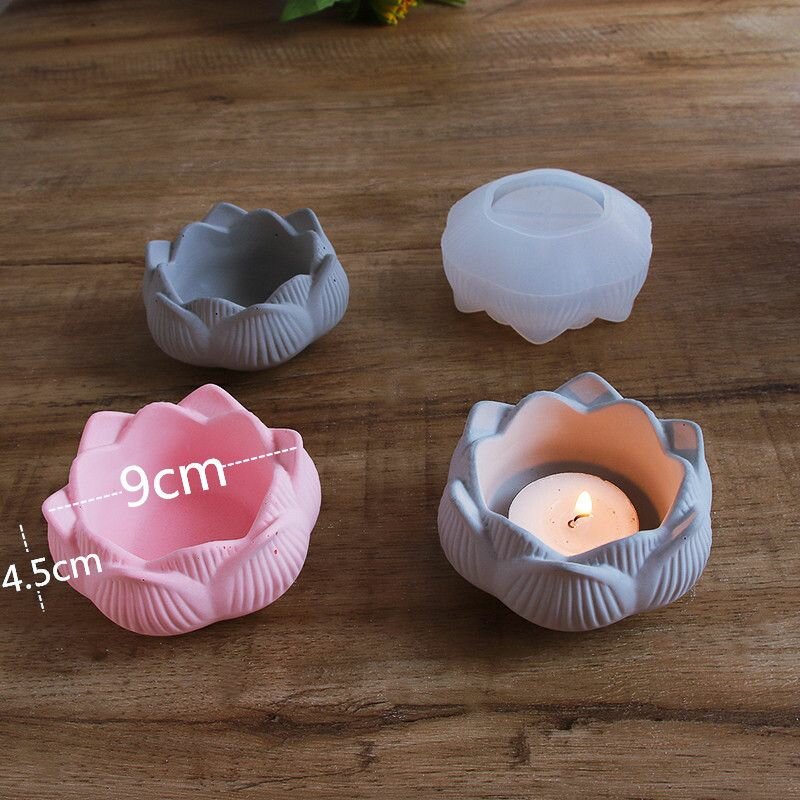 Молд для литья свечей и гипса, силиконовая форма сердце-лотос, для DIY подсвечников и декора