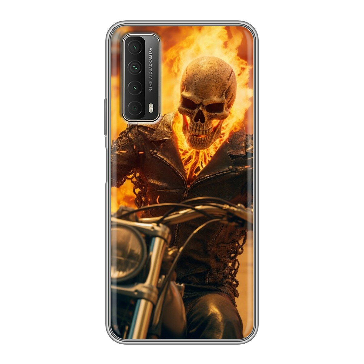 Чехол для Huawei P Smart (2021) с принтом для мужчин с огненным черепом (Хуавей П Смарт 2021)