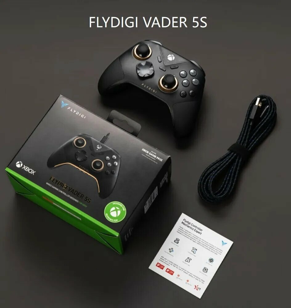 FLYDIGI VADER 5S Проводной контроллер для Xbox Series XS, Xbox One, Windows 10/11, джойстики с регулируемым натяжением FORCEFLEX, триггеры FORCESWITCH, 6 переназначаемых кнопок, аудиоразъем 3.5 мм