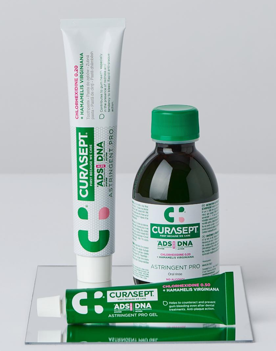 Набор CURASEPT ASTRINGENT PRO ADS DNA для ухода за кровоточащими деснами , хлоргексидин 0,2%, Италия