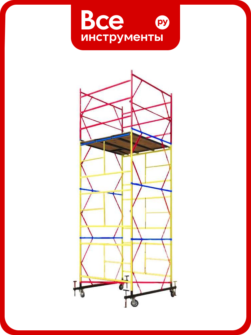 Вышка-тура 1,6x1,6 H=5,2м Gigant GTT-021 модульная стальная конструкция с мобильными колесами и винтовыми опорами
