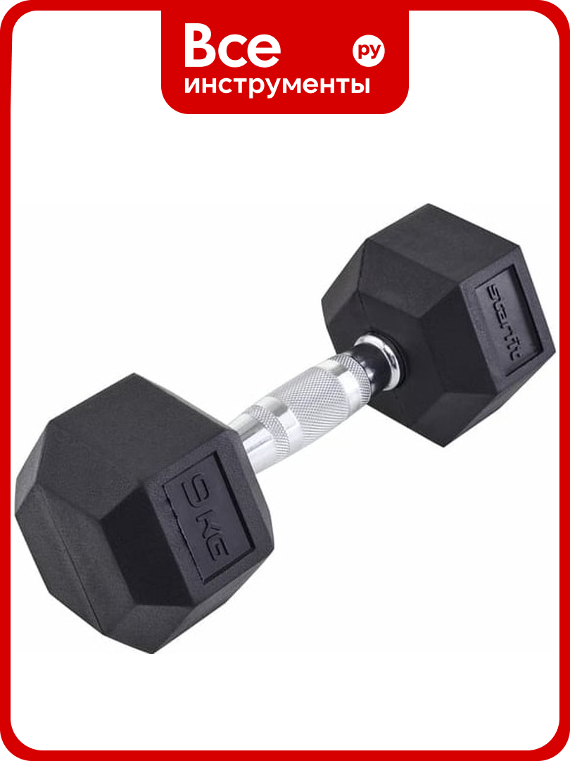 Гексагональная обрезиненная гантель Starfit DB-301 9 кг, черный УТ-00019790, модель