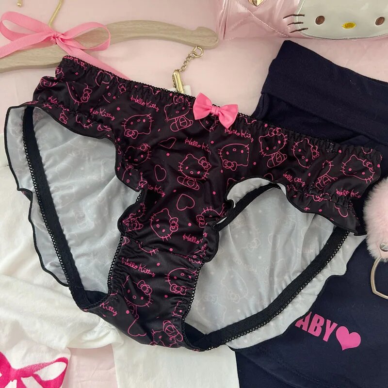Трусики-стринги с мультяшными персонажами Hello Kitty и Sanrio, удобное, дышащее, милое и модное нижнее белье для девочек.