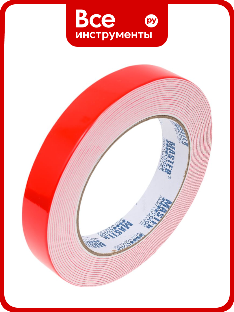 Клейкая двусторонняя лента MASTER COLOR Ultra Power ультра-сильная, 19 мм x 5 м, цвет белый 30-7196, белый