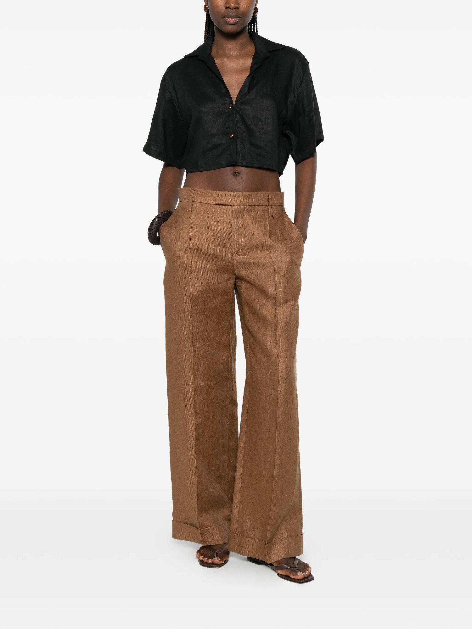 Брюки BRUNELLO CUCINELLI Pleated turn-up trousers, размер 44 — фото 1