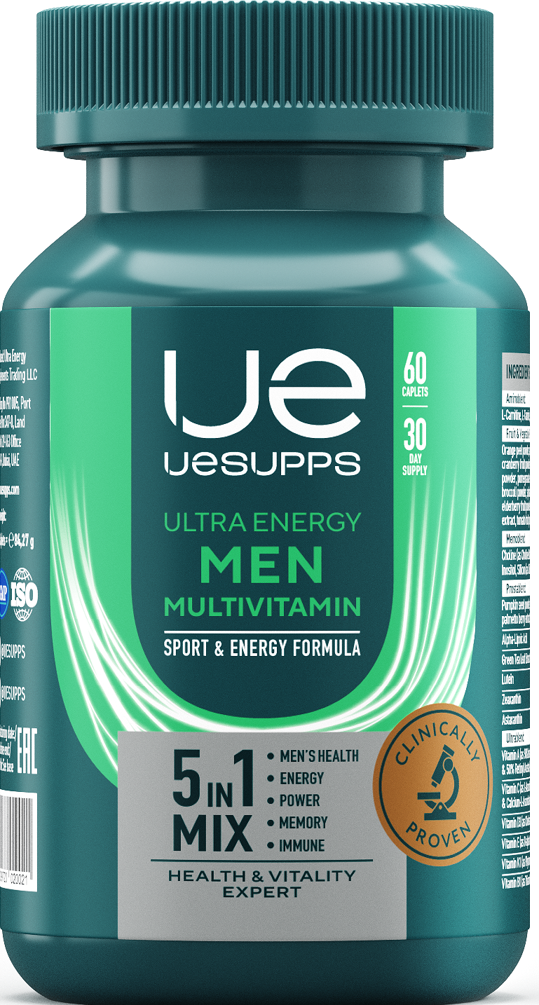 UESUPPS Комплекс для мужского здоровья Ultra Energy Men 60 таблеток Ultra Energy Men Multivitamin Formula 60 Caplets 50ml