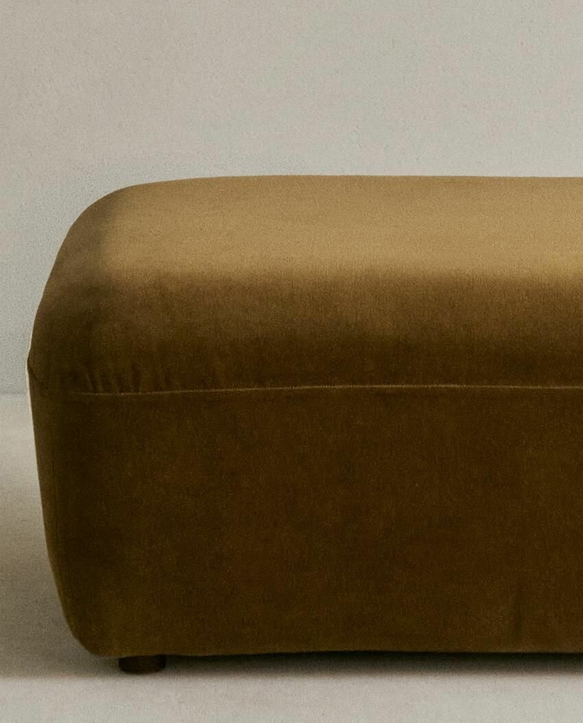 Пуф ZARA HOME 6195/073/515 - с бархатной отделкой, 35 x 72 x 53 см, цвет оливковый