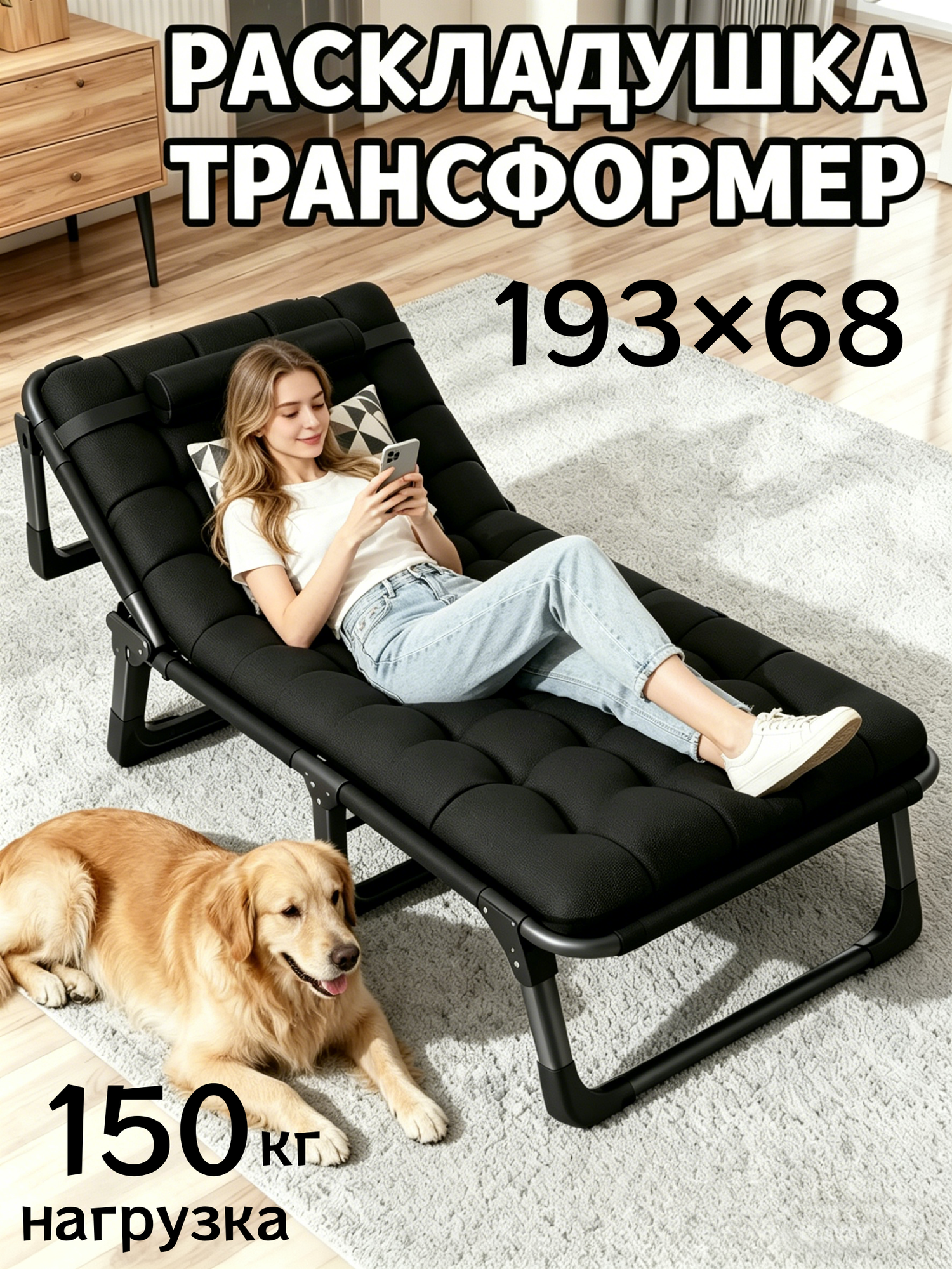 Раскладушка туристическая Rutvan, с матрасом, до 180кг, сталь, серая/чёрная