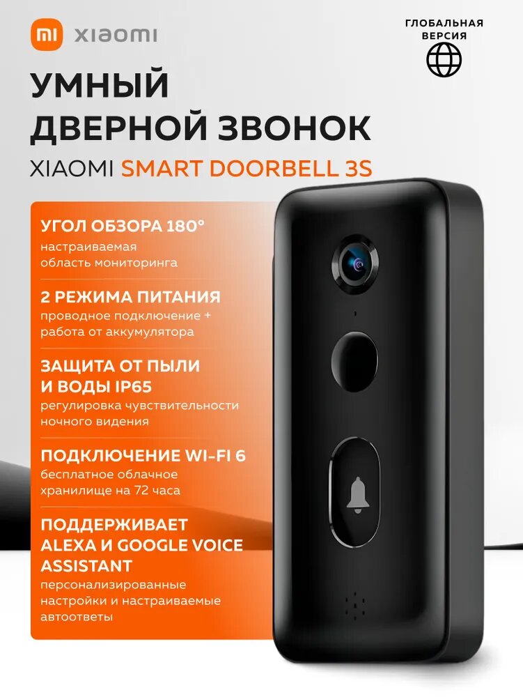 Звонок дверной умный Xiaomi Smart Doorbell 3S MJML07-FJ (BHR7068GL)