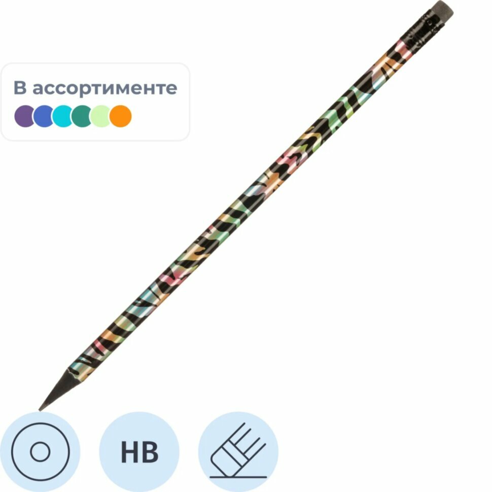 Карандаш Ч/Г Deli, Animal texture, кругл, 2.2мм, ластик, EC041-HB, 2308540