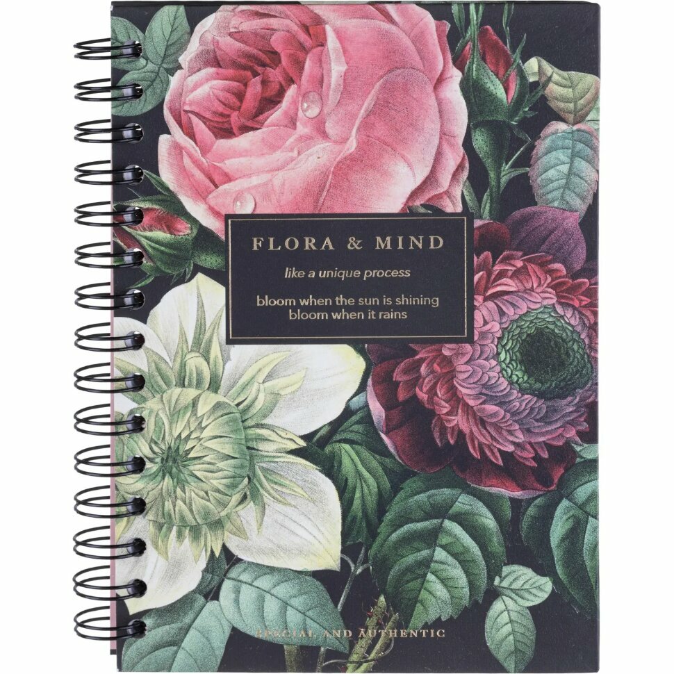 Бизнес-тетрадь, BS, А5, 120л, клетка, твердый, спираль. Flora, букет N4203, 2054629