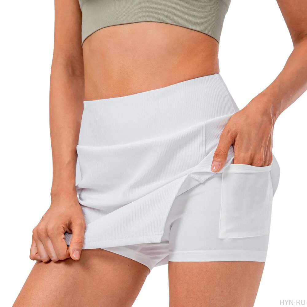 Женские теннисные юбки с карманами Athletic Golf Skorts 2-в-1 Линер Шорты Одежда для тренировок Размеры 2/XS, 4/S, 6/M, 8/L, 10/XL, 12/XXL Талия 58cm, 64cm, 68cm, 74cm, 80cm, 86cm Ширина ягодиц