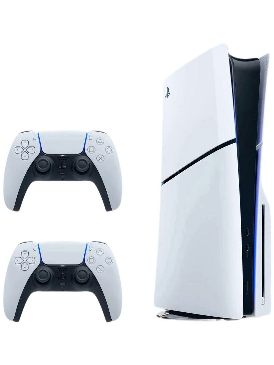 Игровая приставка Sony PlayStation 5 Slim с дисководом + Второй белый геймпад